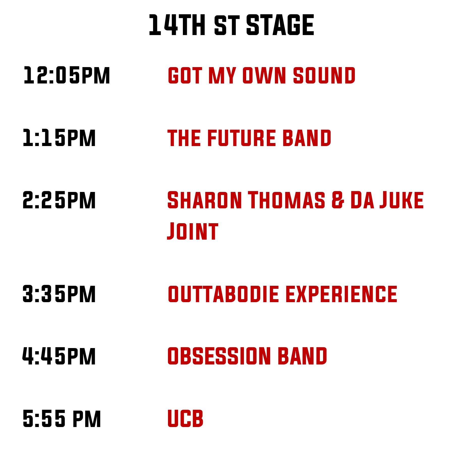 14th Stage Line Up – H STREET FESTIVAL